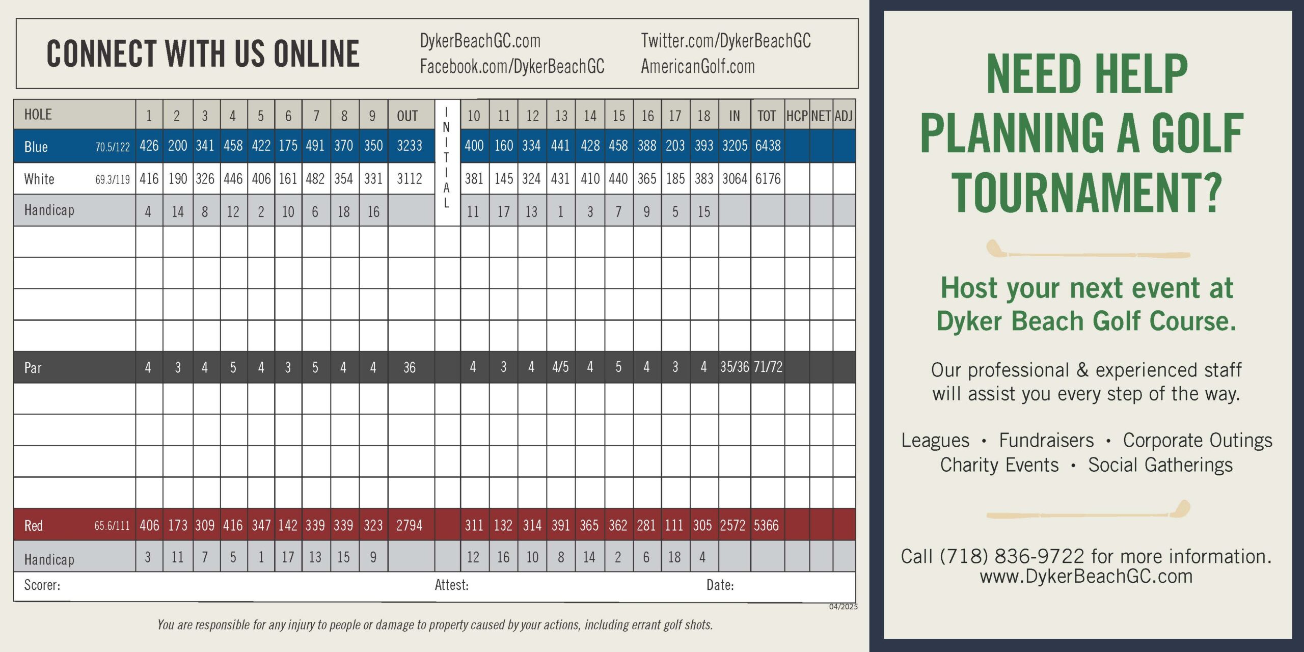 Course Layout & Scorecard | Dyker Beach Golf Course